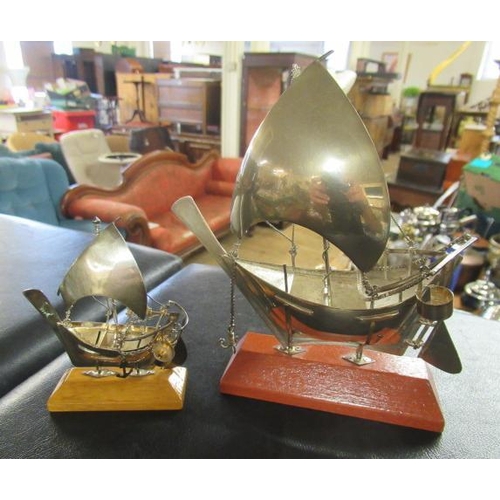 TWO WHITE METAL SHIP MODELS