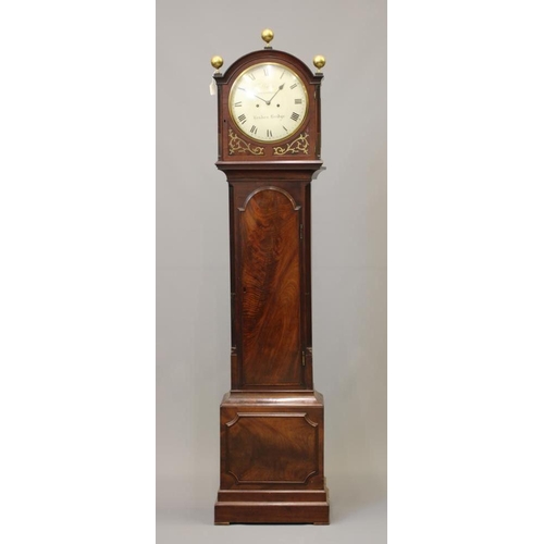 A MAHOGANY LONGCASE CLOCK SIGNED J. SHARP, CORNERHOUSE, LONDON BRIDGE ...