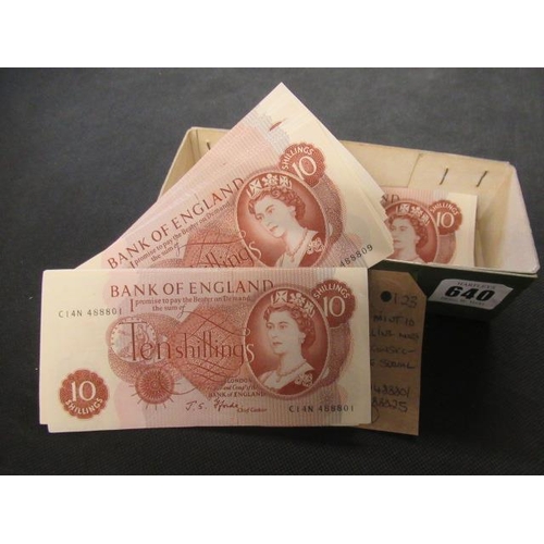TWENTY FIVE MINT 10 SHILLING BANK NOTES WITH CONSECUTIVE SERIAL NUMBERS ...
