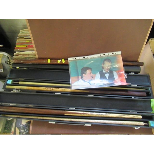 STEVE DAVIS SIGNED SNOOKER CUE AND ANOTHER