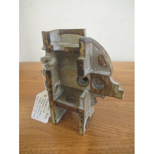 MODERNIST STUDIO POTTERY COG WHEEL SCULPTURE WITH MAKERS MARK W