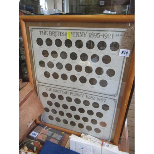 FRAMED BRITISH PENNY COLLECTION CIRCA 1895 - 1967