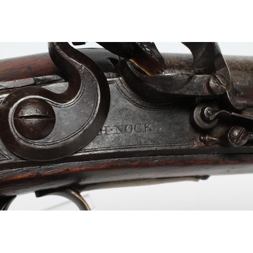 A 16 BORE FLINTLOCK PISTOL by Henry Nock, London, the 9" barrel bearing ...