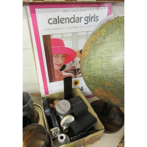 BOX OF COLLECTABLES AND TWO CALENDAR GIRLS CALENDARS