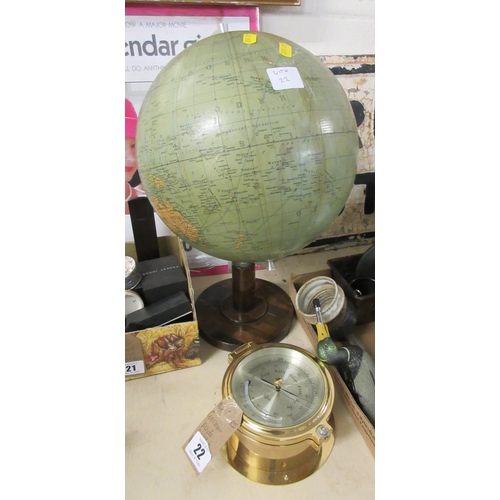 GERMAN MODEL GLOBE AND BARIGO BAROMETER
