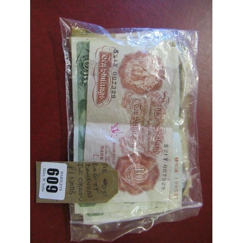 BAG OF BANK NOTES INCLUDING OBRIEN £1 NOTES WITH CONSECUTIVE SERIAL NUMBERS