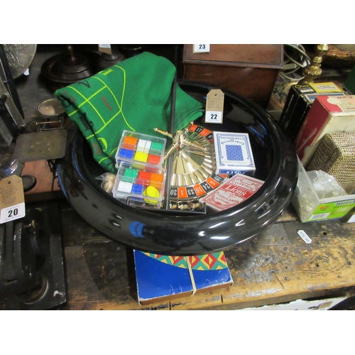 ROULETTE WHEEL WITH PLAYING CARDS ETC