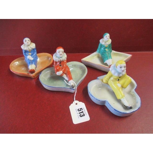 SET OF FOUR CARD SUITE PIERROT STYLE PIN DISHES