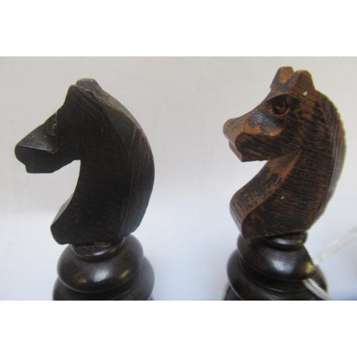 A VICTORIAN ROSEWOOD AND BOX ST GEORGE PATTERN CHESS SET, the Kings ...