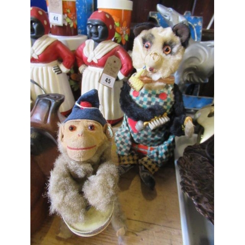 VINTAGE CLOCKWORK MONKEY AND BEAR