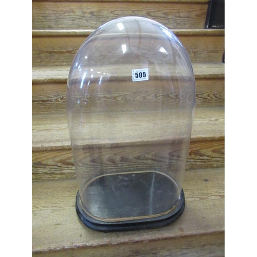 ANTIQUE GLASS DOME ON STAND