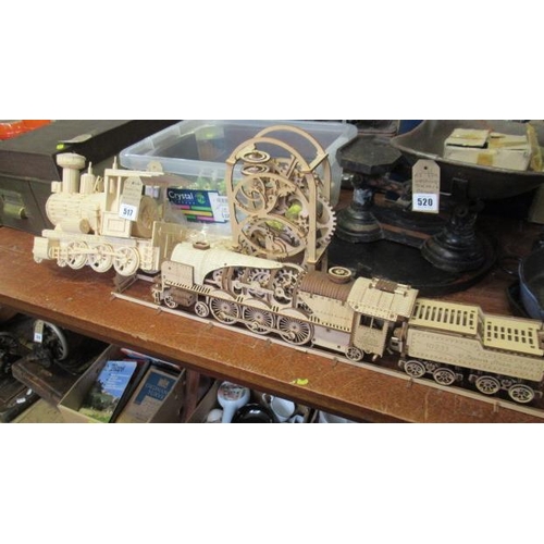 MODEL TRAIN, CLOCK AND MATCHSTICK LOCOMOTIVE