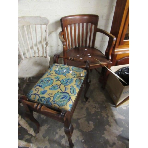 CABRIOLE LEGGED PIANO STOOL AND A CHAIR