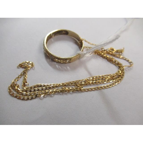 9CT GOLD RING AND CHAIN