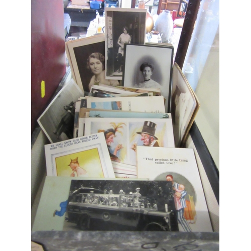 BOX FILE OF POSTCARDS AND PHOTOGRAPHS