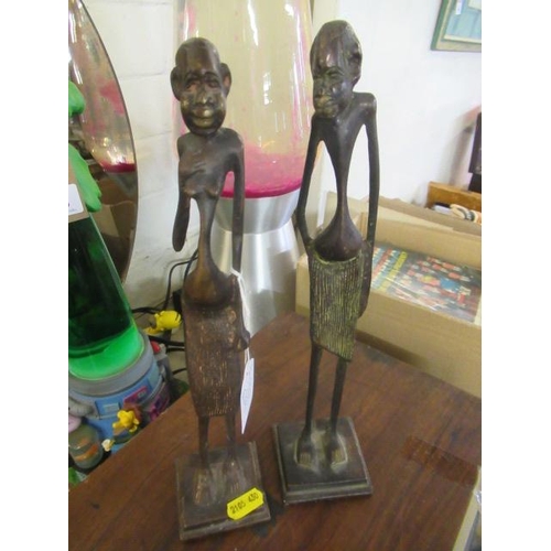 PAIR OF BRONZE AFRICAN FIGURES