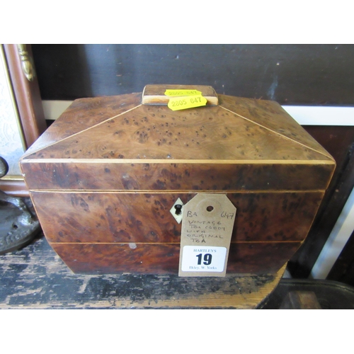 VINTAGE TEA CADDY WITH ORIGINAL TEA