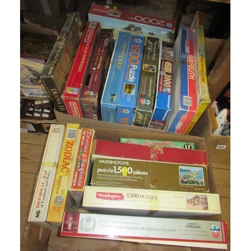 TWO BOXES OF JIGSAWS