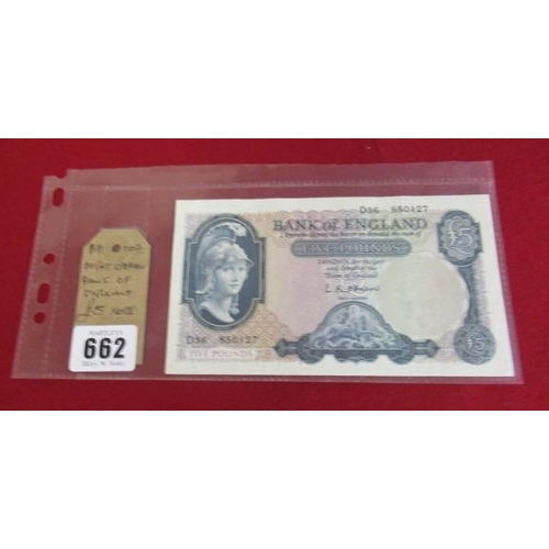 MINT O'BRIEN BANK OF ENGLAND FIVE POUND NOTE