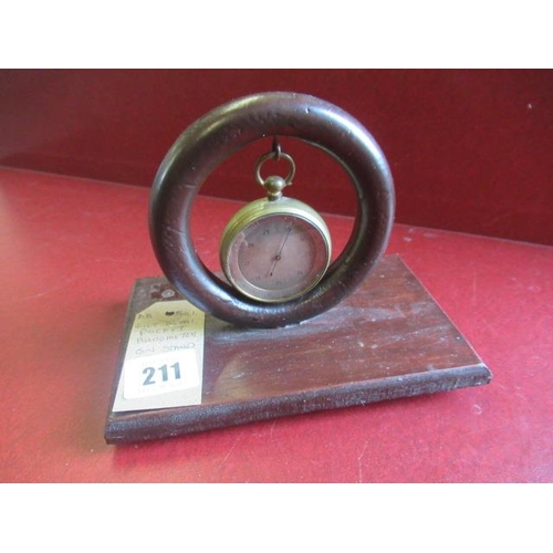 GILT METAL POCKET BAROMETER ON STAND