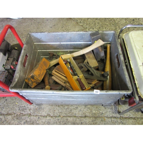 INDUSTRIAL STYLE METAL TRUNK OF WOODWORKING TOOLS