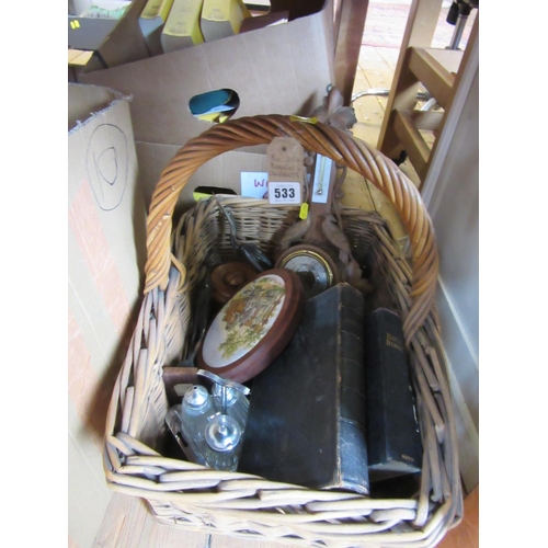 BASKET AND CONTENTS INCLUDING CRUET SET