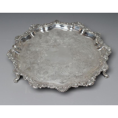 AN EDWARDIAN SILVER SALVER by Mappin & Co., Sheffield 1906, of lobed ...