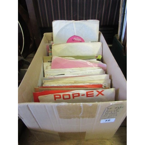 BOX OF 45 RPM RECORDS INCLUDING WINGS, CAT STEVENS AND LINDISFARNE