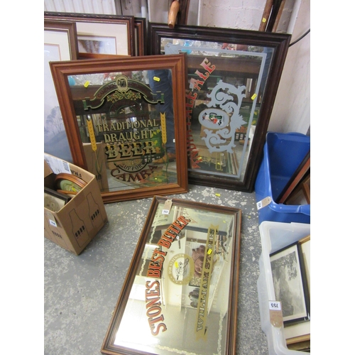 THREE BEER ADVERTISING MIRRORS