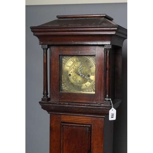 AN OAK LONGCASE, the two train lantern movement now with an anchor ...