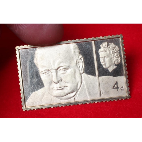 A SET OF TWO 18CT GOLD SIR WINSTON CHURCHILL REPLICA STAMPS comprising ...