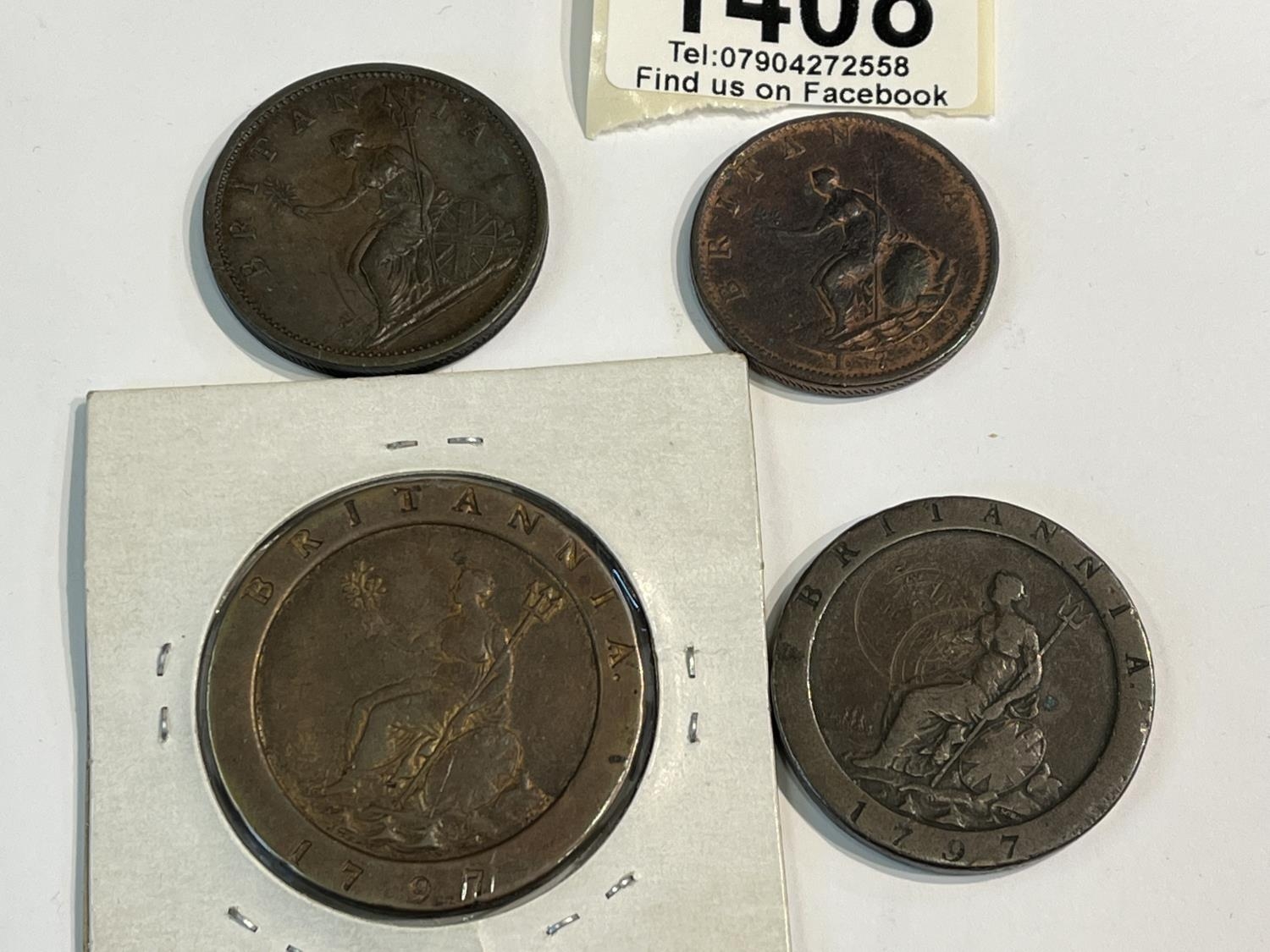 4 OLD COPPER COINS GOOD GRADES