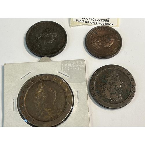 4 OLD COPPER COINS GOOD GRADES