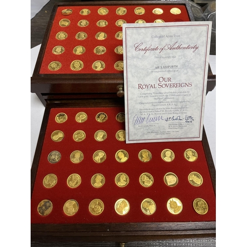 DANBURY MINT PART ROYAL SOVEREIGN SET 65 X STERLING SILVER COINS 22CT ...