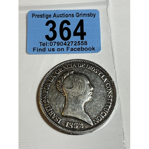 1852 SILVER 20 REALES COIN