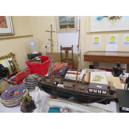 A well made wooden model of 'The Brigantine Raven' - length 45 ins ...