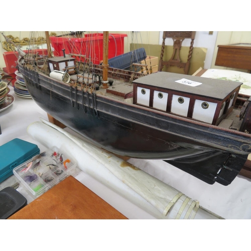 A well made wooden model of 'The Brigantine Raven' - length 45 ins ...