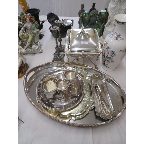 Collection of EPNS silver plated ware - tray, entree dish, candle ...