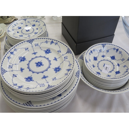Danish blue & white dinner service for eight people