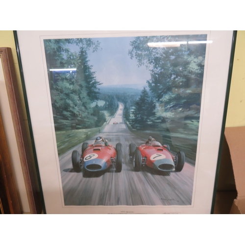 Three signed limited edition racing prints