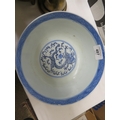 Chinese blue and white chow bowl decorated with dragons chasing a ...