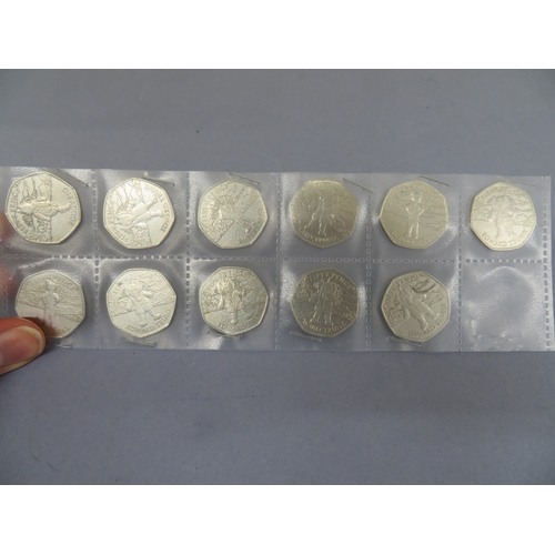 Eleven IOM 50 pence pieces Rupert Bear, Edward Trunk and Podgy Pig