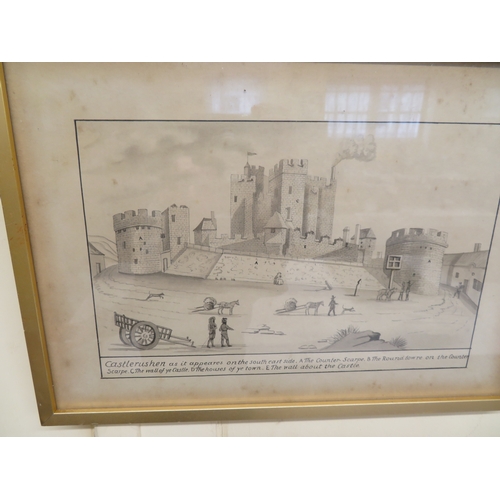 Five IOM monochrome watercolours - Castle Rushen