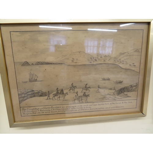 Five IOM monochrome watercolours - Castle Rushen