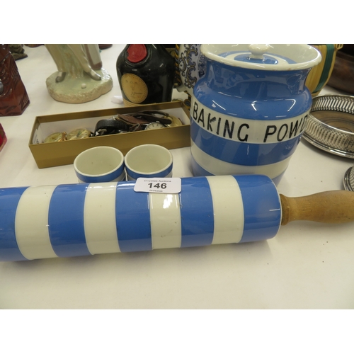 A collection of T G Green & Co., Cornish ware items including a rolling pin