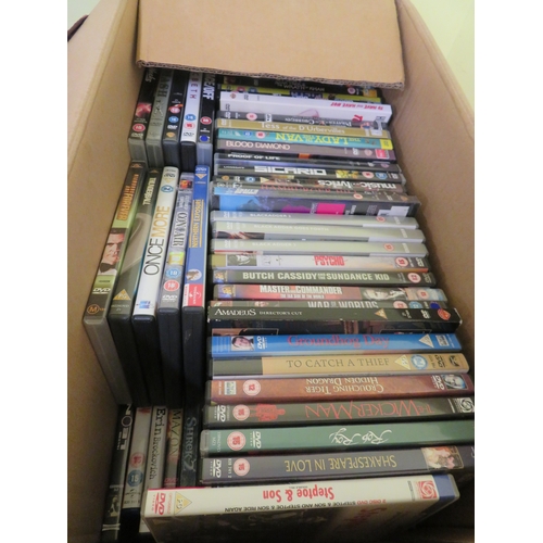 Box of assorted DVDs