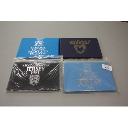 Four proof sets of coinage - Jersey, Bahrain and Falkland Islands x 2