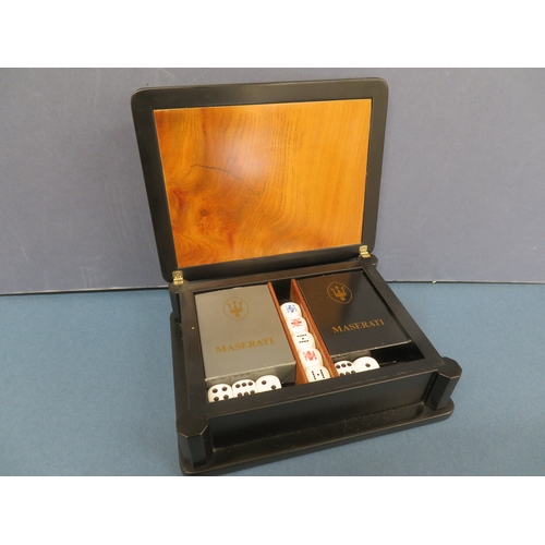 Maserati logo playing card and die set - housed in an walnut and ...
