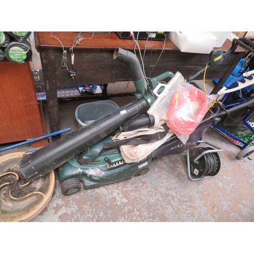 Hayter electric garden mower cable reels and garden blower