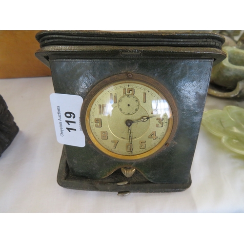 Leather cased fold out travel clock